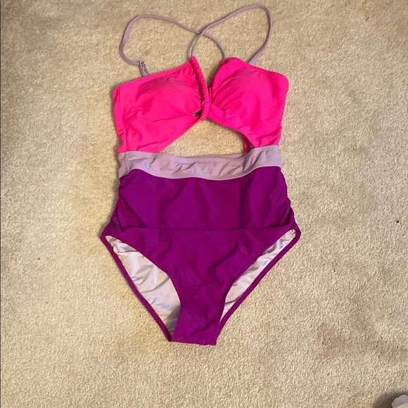 Amazon | Swim | Amazon Pink And Purple One Piece Swimwear Bold Design ...